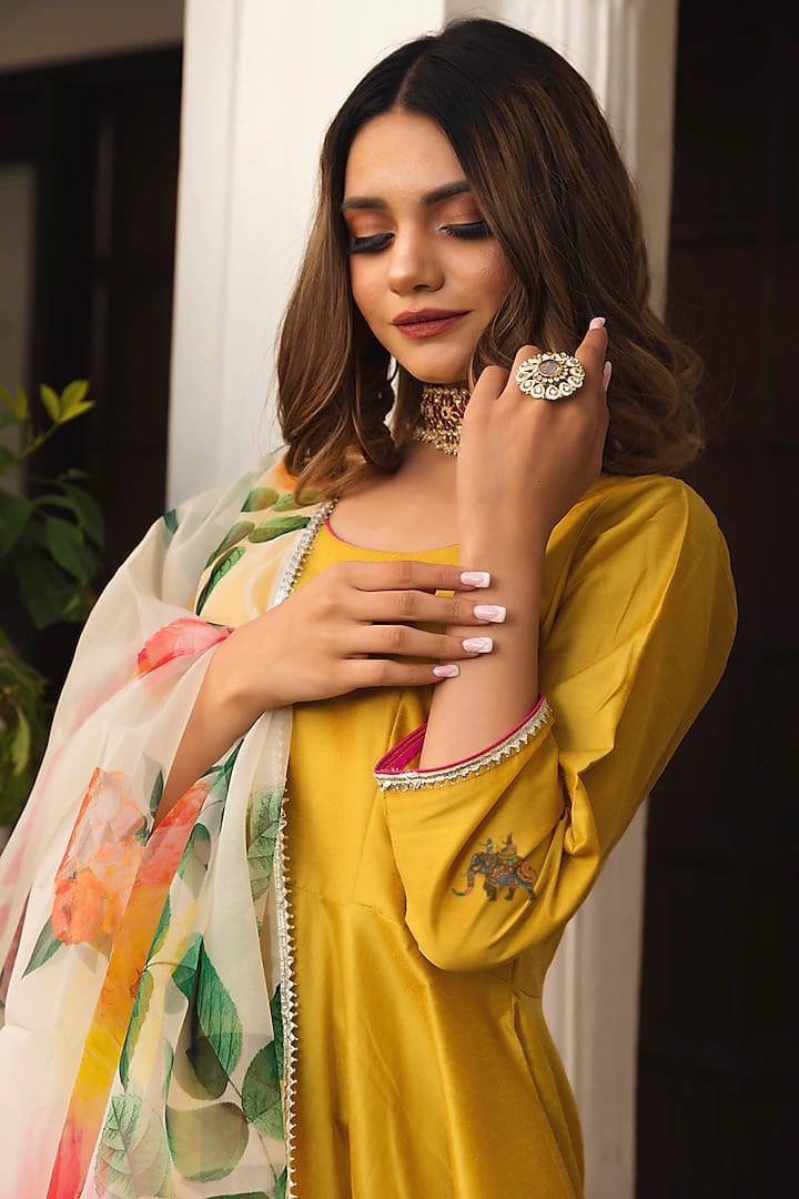 Yellow floral gown readymade (plus size 56” bust) – SejKin