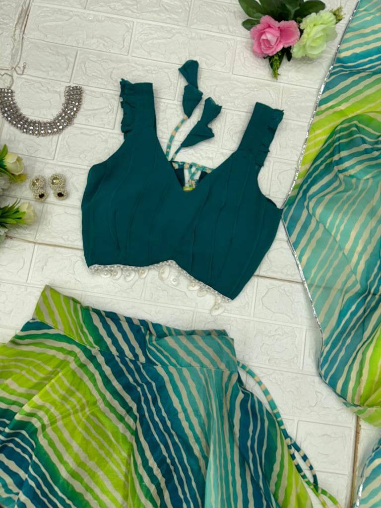 Shades of green readymade Lehenga - mandvo ceremony – SejKin