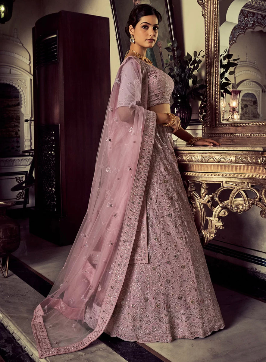 Oreya collection - Dusty pink floral embellished Lehenga – SejKin